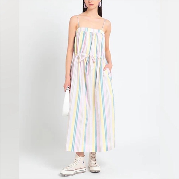Ganni | Dresses | Ganni Organic Cotton Striped Pastels Maxi Dress 36 Us ...